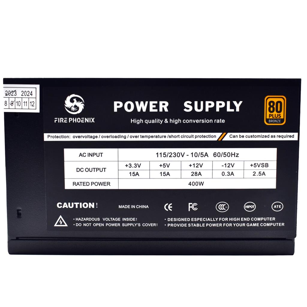 Fonte De Alimentacao Atx Gamer Para Pc 80 Plus Bronze 400W 110V/220V Preta Bk-f400 Luuk Young