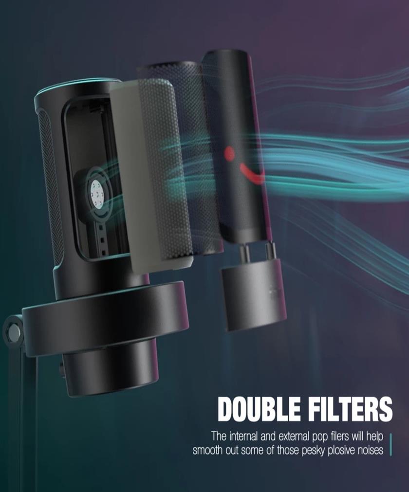 Microfone Condensador Fifine Ampligame Cardioide Gamer Com Led Rgb A8 Preto Luuk Young