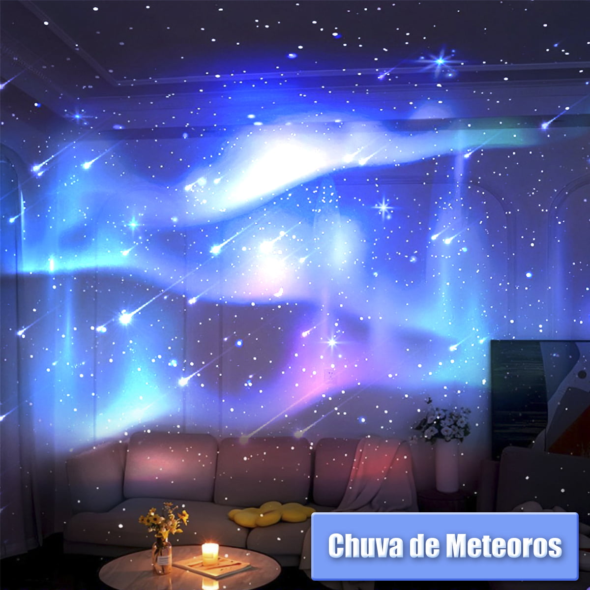 Luminária Projetor 4k Galaxy Lua Estrela Cadente Bluetooth Com Timer ...