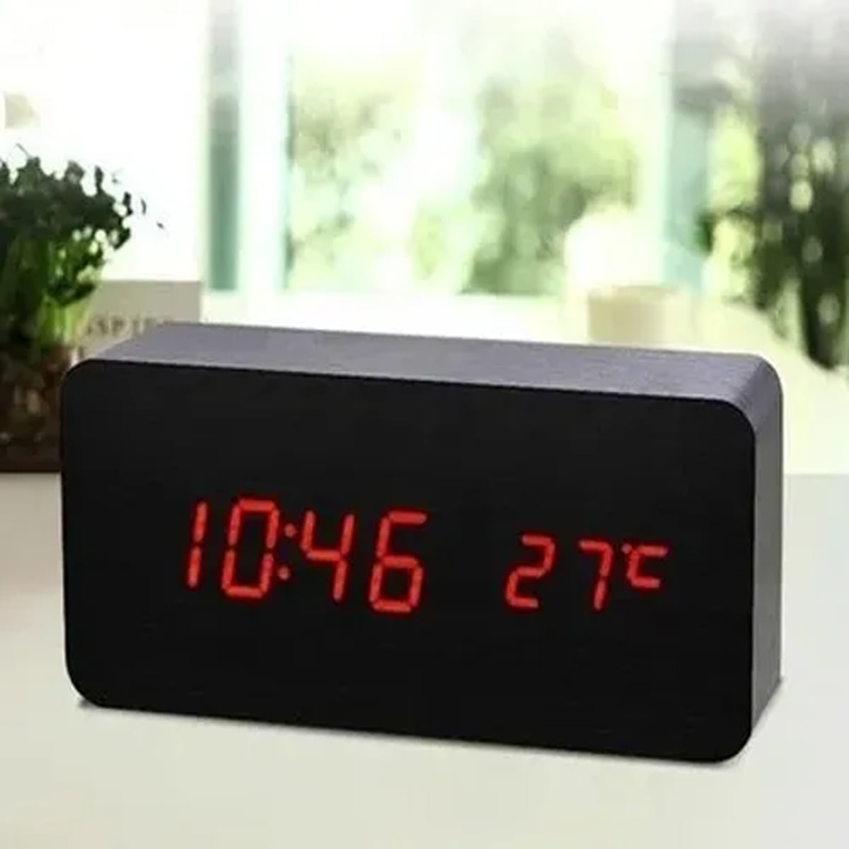 Relógio Led Digital Mesa Escritório Madeira Sensor Jh 1299 Luuk Young