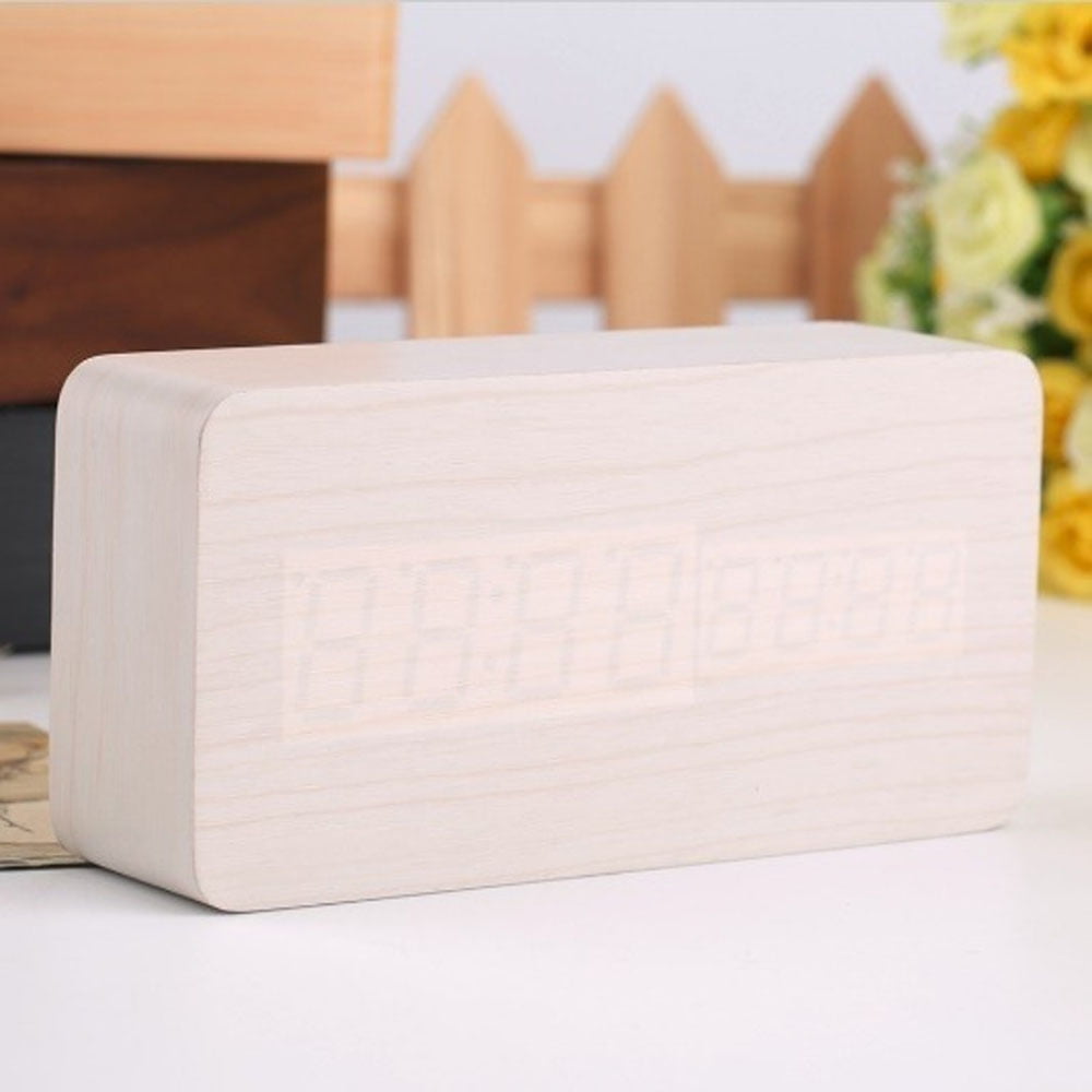 Relógio Led Digital Mesa Escritório Madeira Sensor Jh 1299 Luuk Young